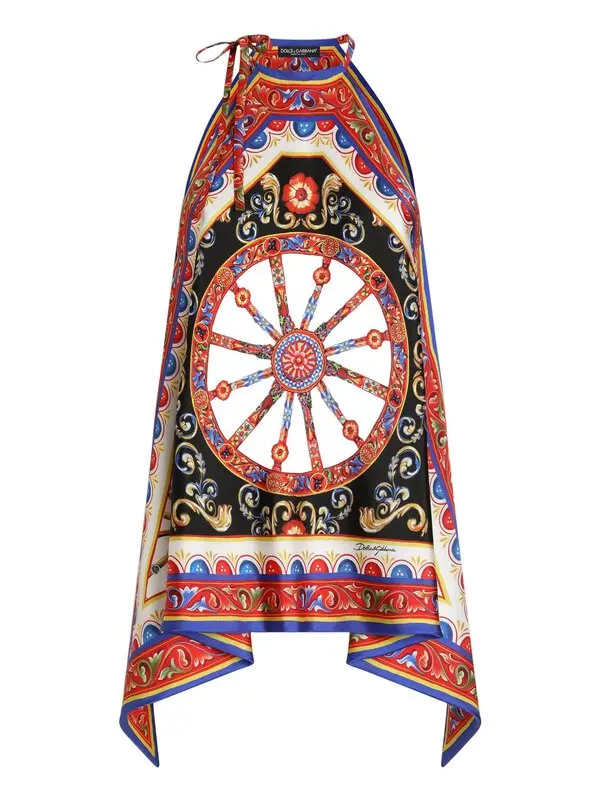 Dolce & Gabbana Carretto-print Twill Top Shirts And Tops Multi-colored - Multicolor