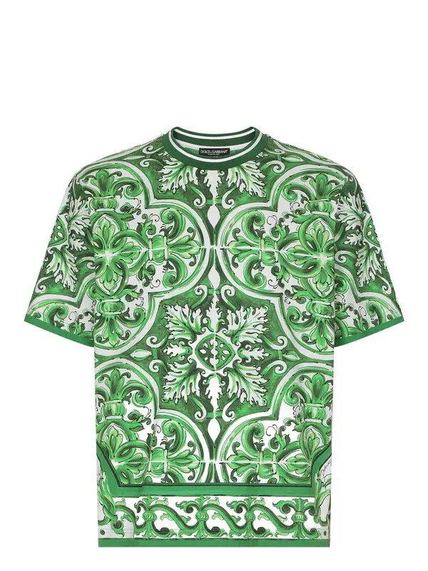 Dolce & Gabbana Cotton T-shirt With Majolica T-shirts And Polos - Print