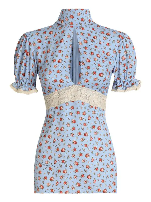 Dolce & Gabbana Rose-print Charmeuse Top - Multicolor