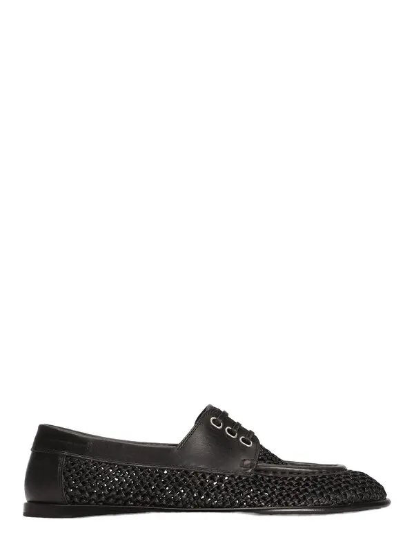 Dolce & Gabbana Raffia And Suede Derby Shoes - Black