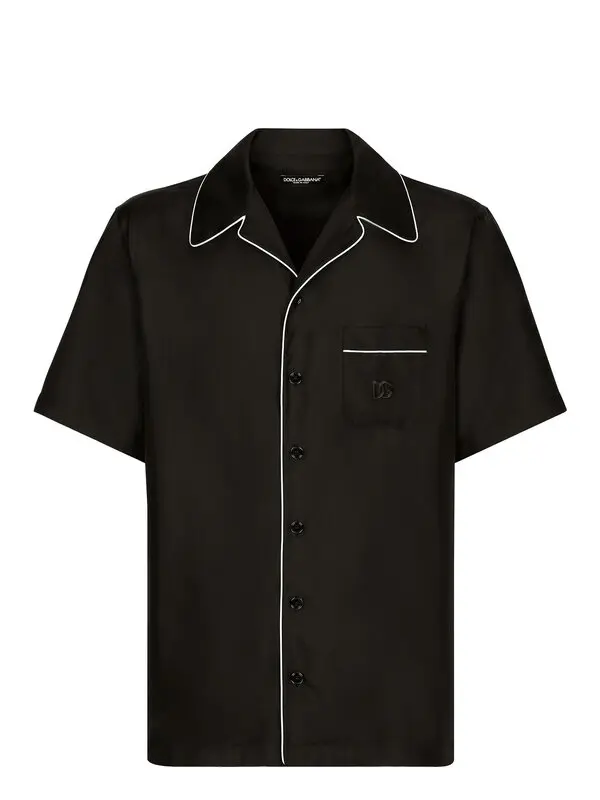 Dolce & Gabbana Silk Twill Shirt With Dg Embroidery Shirts - Black