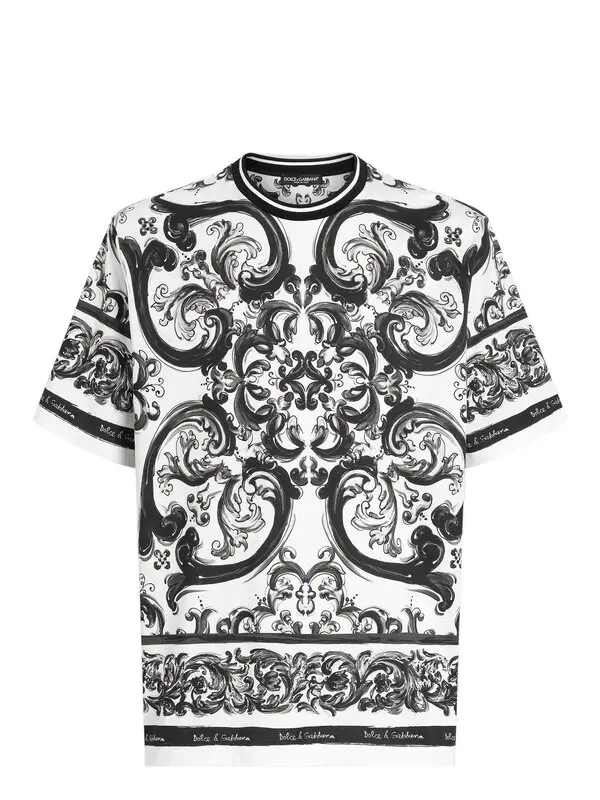 Dolce & Gabbana Majolica-print Short-sleeved T-shirt T-shirts And Polos - Multicolor