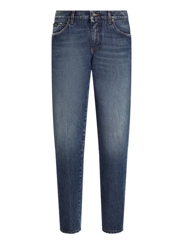 Dolce & Gabbana Regular-fit Cotton Jeans With Tag Denim Multi-colored - Multicolor
