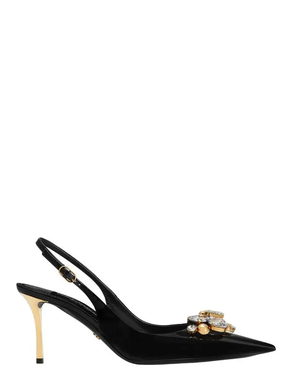 Dolce & Gabbana Patent Leather Slingback With Embellisht Pumps And Slingback - Multicolor