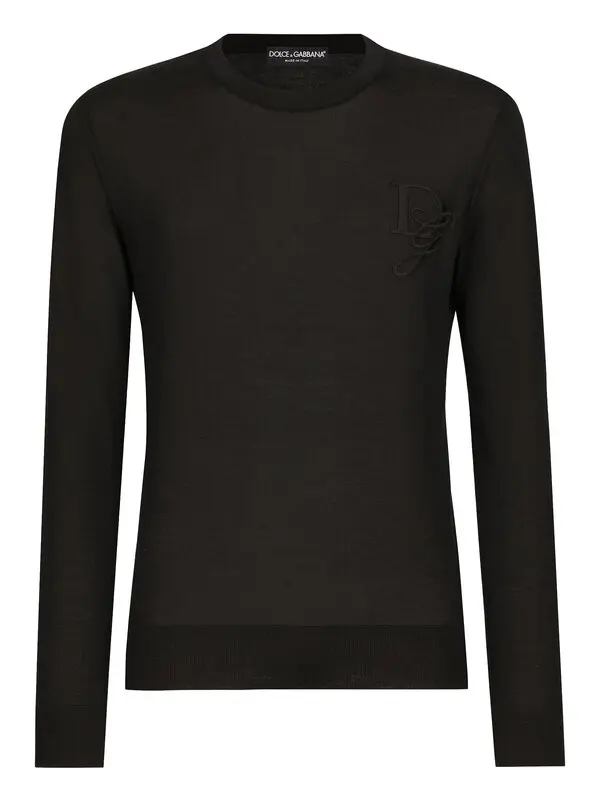 Dolce & Gabbana Cashmere Sweater With Dg Embroidery - Black