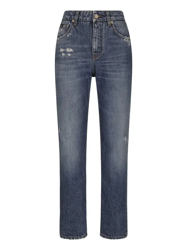 Dolce & Gabbana Boyfriend Jeans In Medium Blue Denim Denim And Jeans Multi-colored Cotton - Multicolor