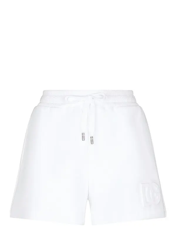 Dolce & Gabbana Jersey Shorts With Embossed Dg Logo Pants And Shorts - White
