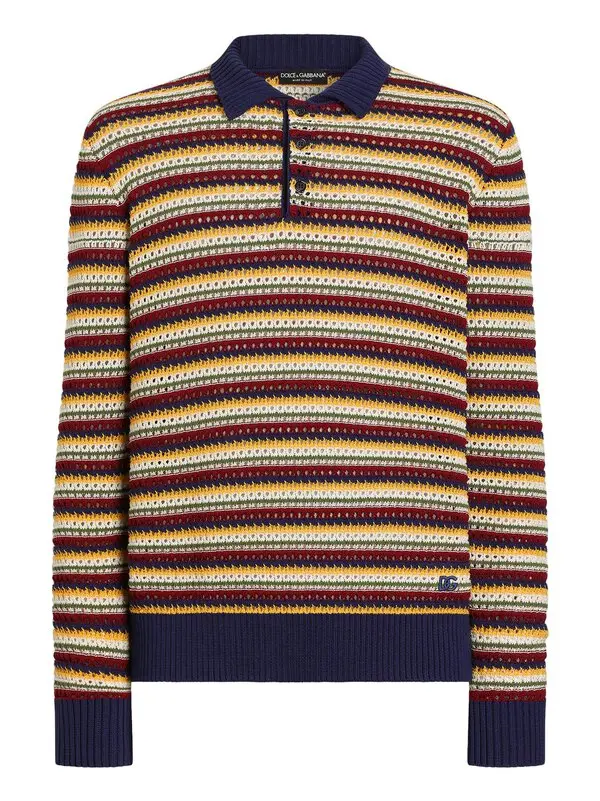 Dolce & Gabbana Striped Cotton Polo Shirt Sweaters And Cardigans - Multicolor