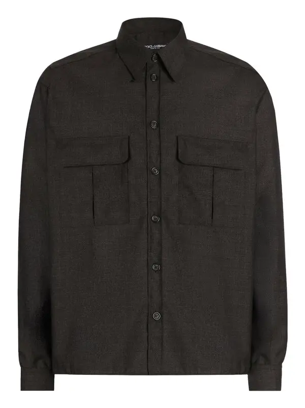 Dolce & Gabbana Virgin Wool Canvas Shirt Shirts Beige - Multicolor