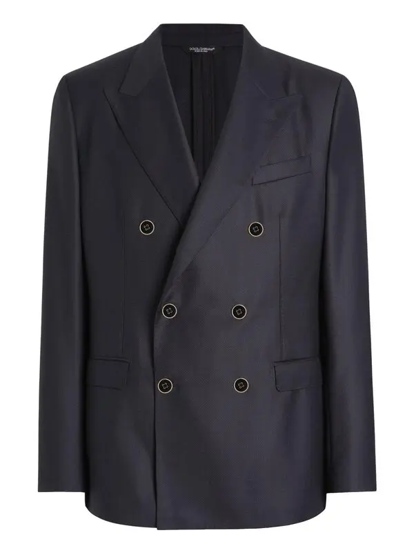 Dolce & Gabbana Double-breasted Taormina Jacket In Bird's Eye Wool Suits And Blazers - Multicolor