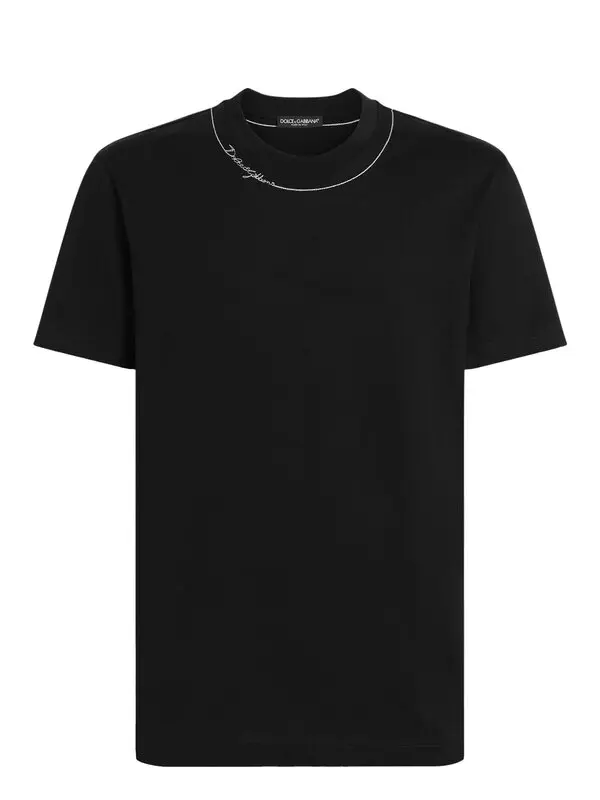 Dolce & Gabbana Cotton T-shirt With Embroidery T-shirts And Polos - Black