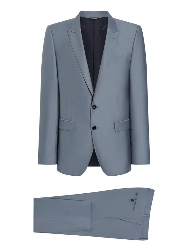 Dolce & Gabbana Single-breasted Wool And Silk Suit Suits And Blazers - Azure