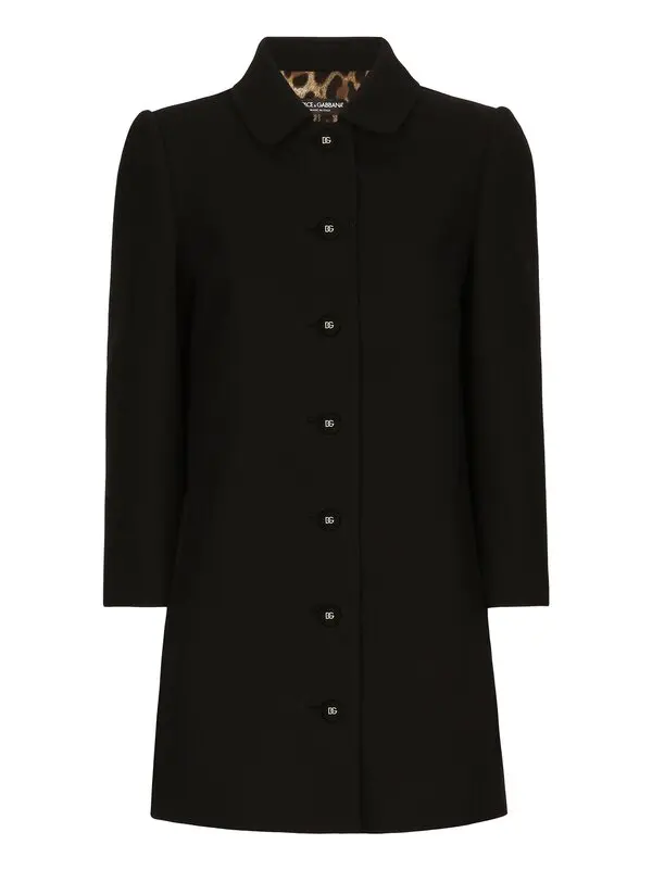 Dolce & Gabbana Short Woolen Coat Coats And Jackets - Black