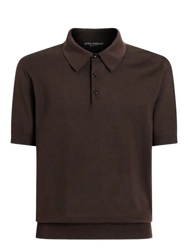 Dolce & Gabbana Short-sleeved Cotton Polo-shirt Sweaters And Cardigans - Brown