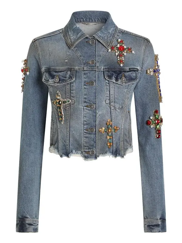 Dolce & Gabbana Denim Jacket With Embroidery Denim And Jeans Multi-colored - Multicolor
