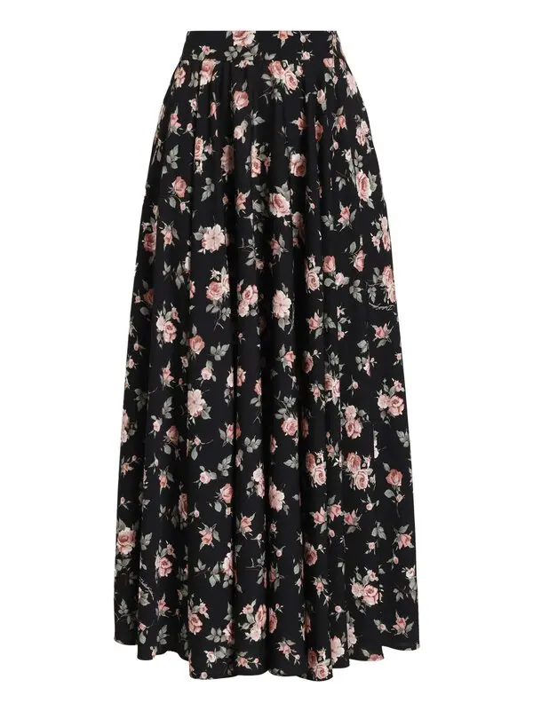 Dolce & Gabbana Vintage Roses-print Charmeuse Circle Skirt Skirts - Multicolor