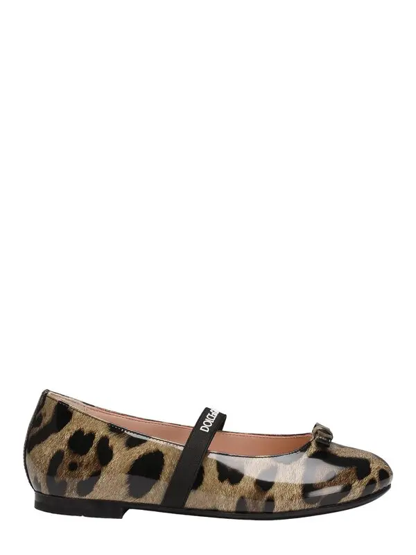 Dolce & Gabbana Ballet Flats In Leopard Shiny Calfskin - Print