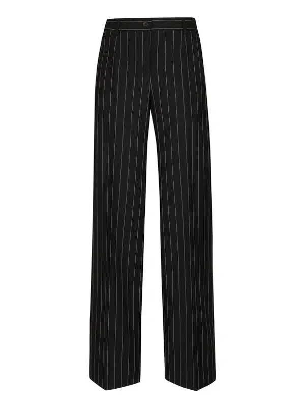 Dolce & Gabbana Printed Stretch Flare Trousers - Black