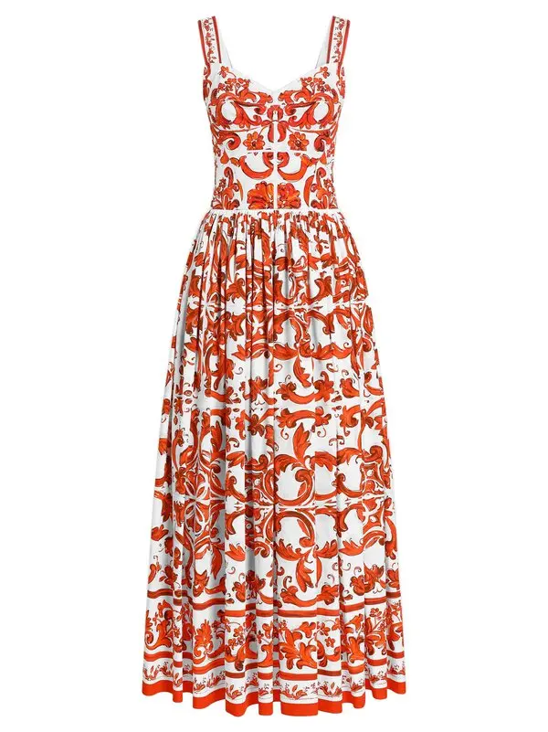 Dolce & Gabbana Majolica-print Charmeuse Dress - Multicolor