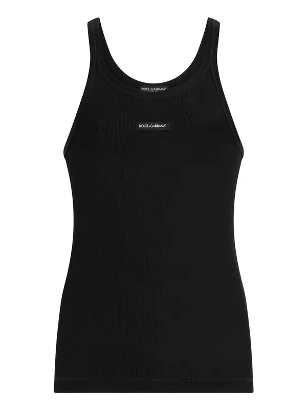 Dolce & Gabbana Cotton Tank Top With Print - Black