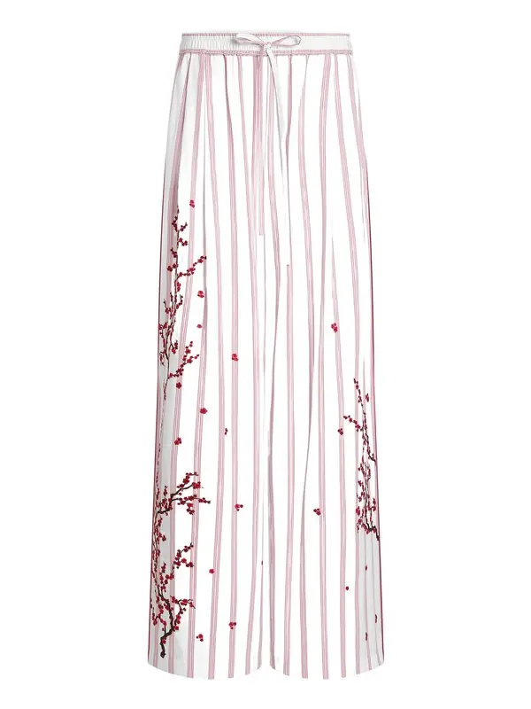 Dolce & Gabbana Poplin Trousers With Thread Floral Embroidery Pants And Shorts Multi-colored - Multicolor