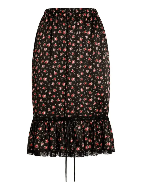 Dolce & Gabbana Small Rose-print Skirt With Flounce Skirts - Multicolor