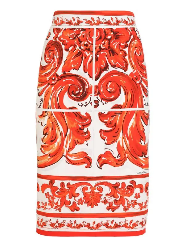 Dolce & Gabbana Majolica-print Pleated Poplin Skirt - Multicolor