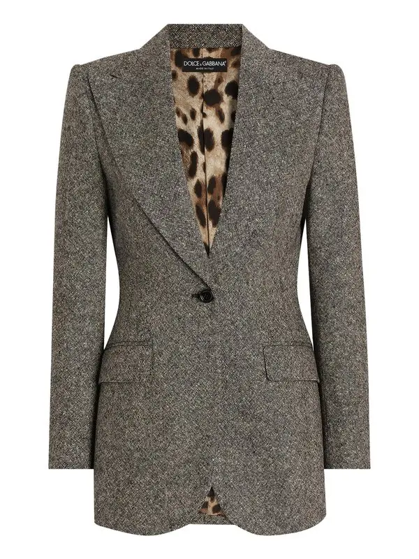 Dolce & Gabbana Single-breasted Jacket In Dotted Wool - Multicolor