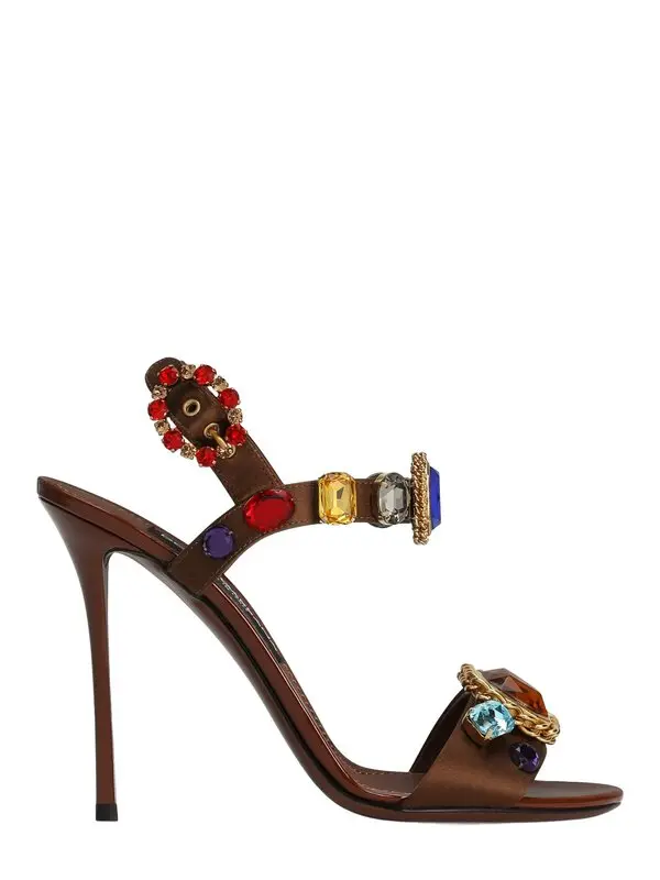 Dolce & Gabbana Satin And Patent Leather Keira 2.0 Sandals With Embellishts Sandals And Wedges - Multicolor