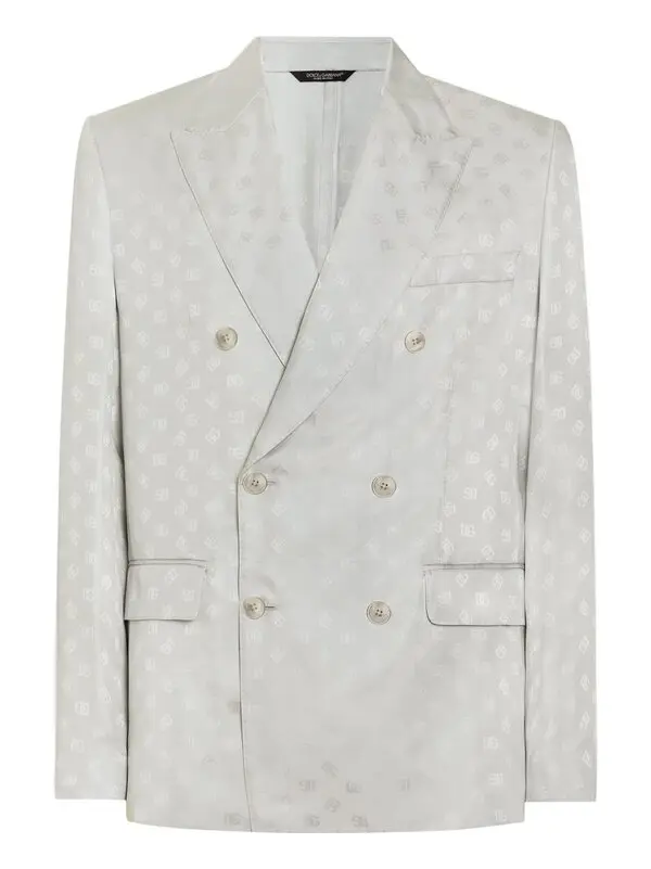 Dolce & Gabbana Sicilia Light Double-breasted Silk Jacquard Jacket Suits And Blazers Gray - Grey