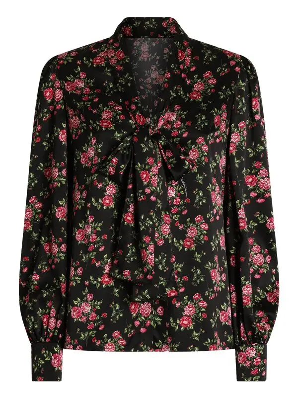 Dolce & Gabbana Small Rose Bouquet-print Satin Shirt Shirts And Tops - Multicolor