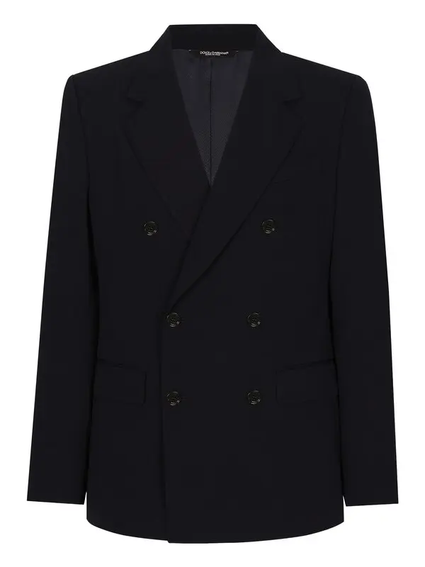 Dolce & Gabbana Wool Twill Double-breasted Jacket Suits And Blazers - Blue