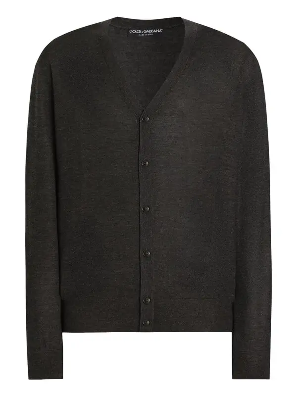 Dolce & Gabbana Cashmere Cardigan With Buttons Sweaters And Cardigans Gray - Grey