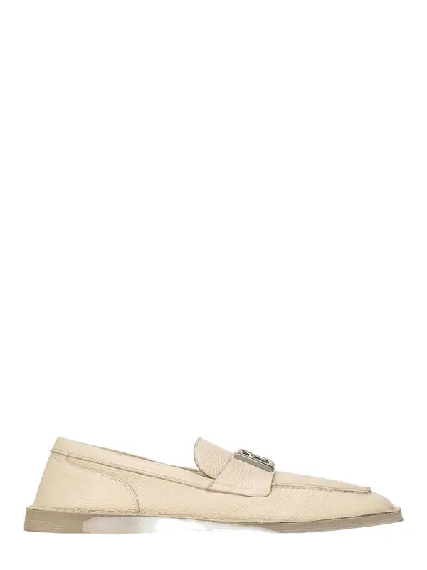 Dolce & Gabbana Deerskin Loafers With Dg Logo - Beige