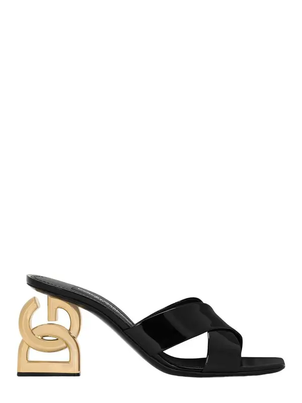 Dolce & Gabbana Patent Leather 3.5 Mules Slides And Mules Leather - Black