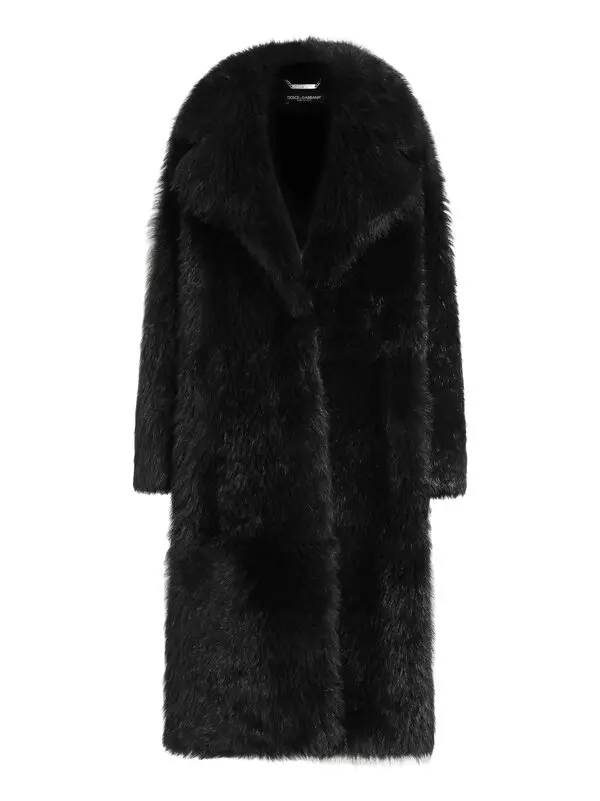 Dolce & Gabbana Single-breasted Shearling Coat Coats And Jackets - Black