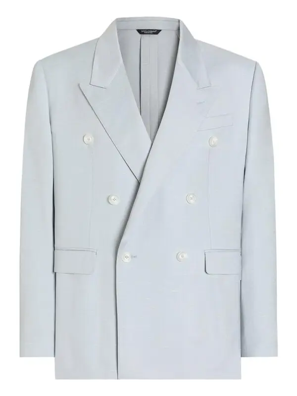 Dolce & Gabbana Shantung Viscose Double-breasted Jacket Suits And Blazers Light Blue - Azure