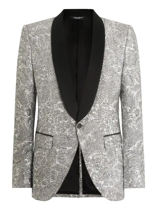 Dolce & Gabbana Single-breasted Floral Lamé Jacket Suits And Blazers - Silver