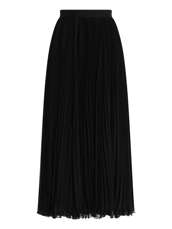 Dolce & Gabbana Long Pleated Chiffon Skirt Skirts - Black