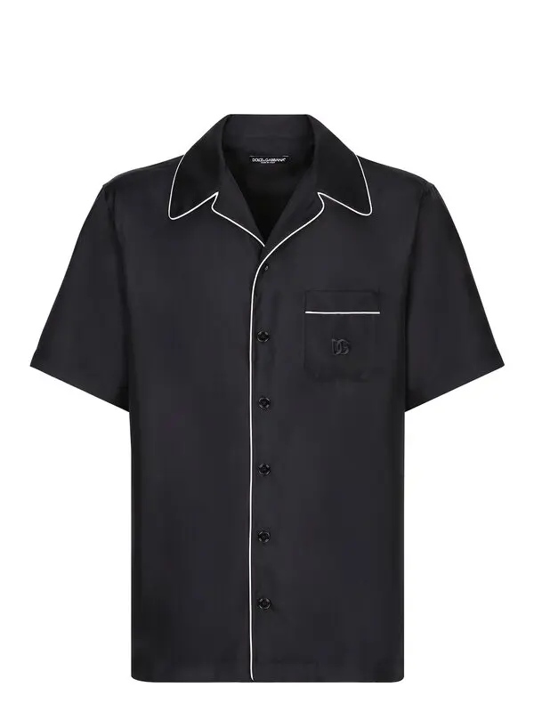 Dolce & Gabbana Silk Twill Shirt With Dg Embroidery Shirts - Blue