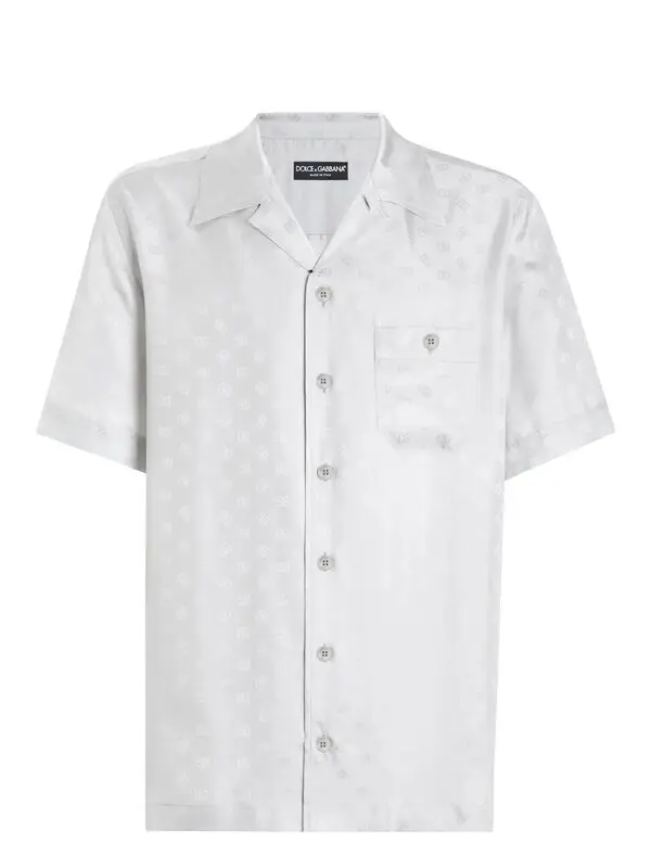 Dolce & Gabbana Dg Jacquard Logo Hawaii Shirt Shirts Gray - Grey
