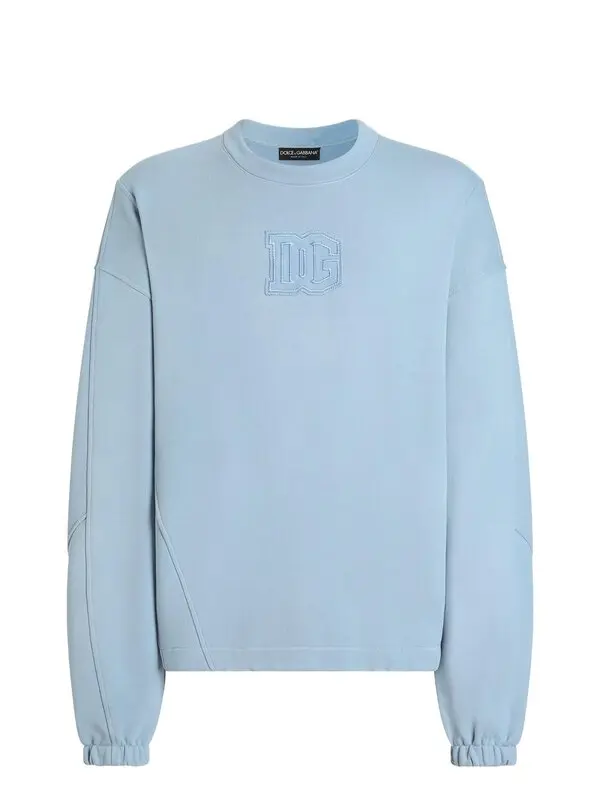 Dolce & Gabbana Treated Cotton Sweatshirt Sweatshirts Light Blue - Azure