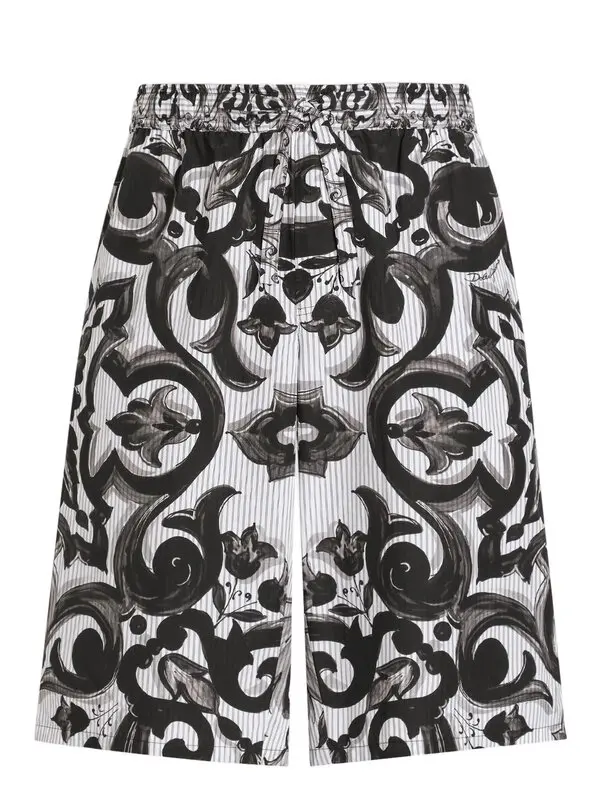 Dolce & Gabbana Majolica-print Poplin Trousers Pants And Shorts - Multicolor