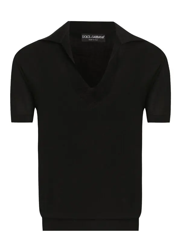 Dolce & Gabbana Cashmere Polo Pullover Sweaters And Cardigans - Black