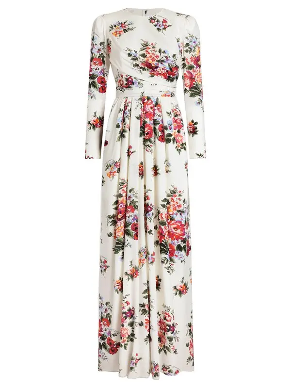 Dolce & Gabbana Flower Bouquet-print Charmeuse Dress Dresses - Multicolor