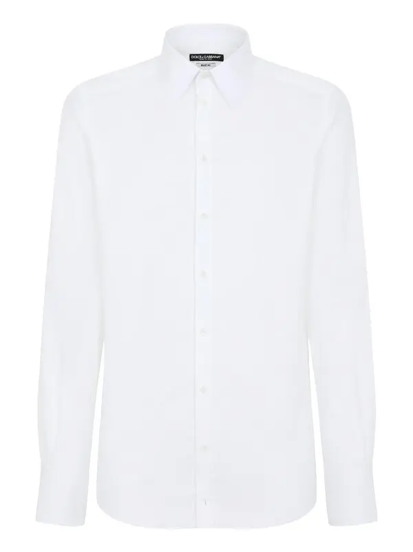 Dolce & Gabbana Cotton Micro-jacquard Martini-fit Shirt Shirts Cotton - White