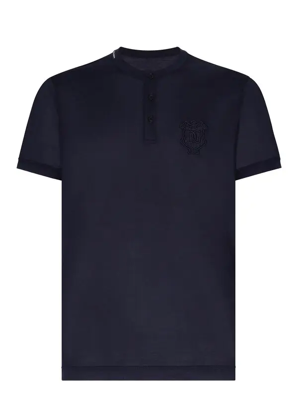 Dolce & Gabbana Silk Granddad-neck T-shirt T-shirts And Polos - Grey