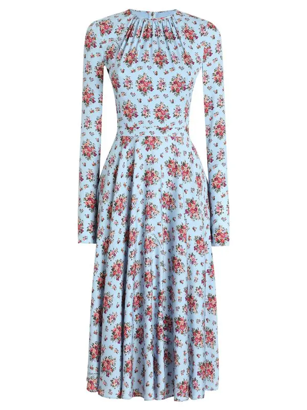 Dolce & Gabbana Small Flower Bouquets-print Long Charmeuse Dress Dresses - Multicolor