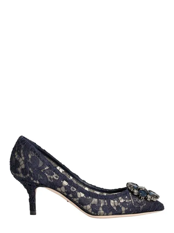 Dolce & Gabbana Lace Slingback Pumps With Embellishment - Blue
