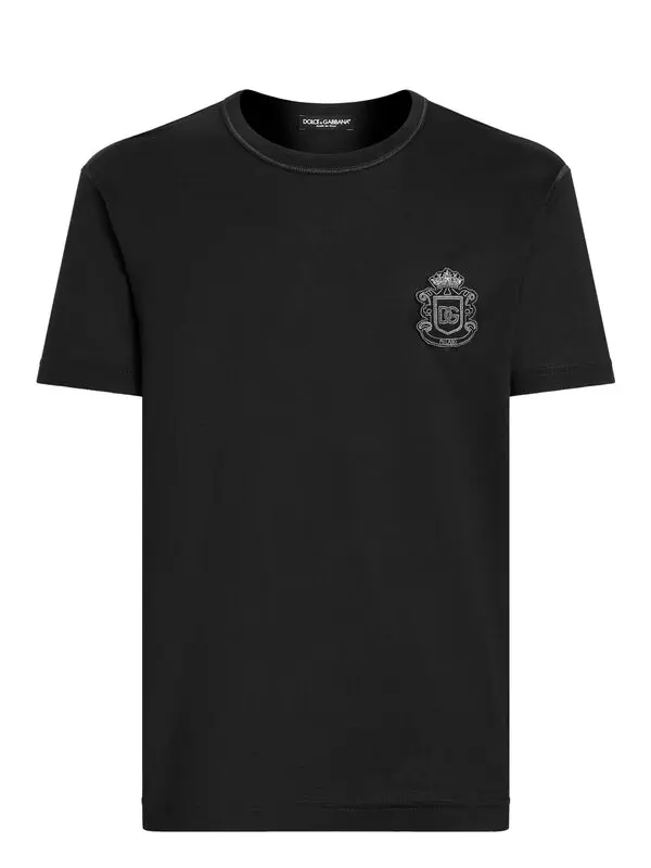 Dolce & Gabbana T-shirt With Heraldic Patch T-shirts And Polos - Blue